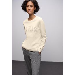 Street One Damen Sweatshirtsoft beige, Gr. 42, bedruckt, Sweatware, Obermaterial: 60% Baumwolle, 40% Polyester, Sweatshirts, mit Wording Artwork