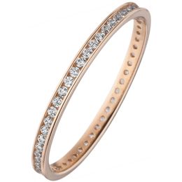 Jobo Damen Fingerring, 52, Ros&eacute;gold 333, rosa, Ros&eacute;gold 333, Fingerringe, schmal 333 Ros&eacute;gold mit Zirkonia rundum