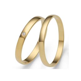 Firetti Damen Trauring "Schmuck Geschenk Gold Hochzeit Ehering Trauring "LIEBE"", 56, 0,01 SI = kleine Einschl&uuml;sse mit Brillant, Gelbgold 585, 2,5mm,