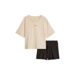 Marc O'Polo MARC O'POLO Damen Shorty "Mix N Match Cotton", Gr. Mfrench oak, schwarz geo print, Single Jersey, Obermaterial: 100% Baumwolle, Homewear-Sets, mit