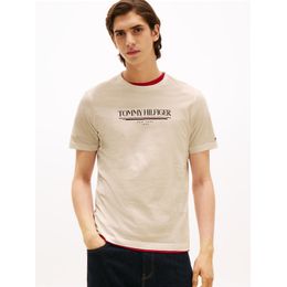 Tommy Hilfiger Herren T-Shirt "BRAND LOVE HILFIGER TEE", beige, Gr. M, Single Jersey, Obermaterial: 100% Baumwolle, Shirts