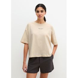 Marc O'Polo MARC O'POLO Damen Shorty "Mix N Match Cotton", Gr. Sfrench oak, schwarz geo print, Single Jersey, Obermaterial: 100% Baumwolle, Homewear-Sets, mit