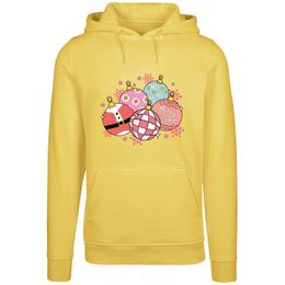 F4NT4STIC Damen Kapuzenpullover "Pink Cute Christmas Tree Balls", gelb, Gr. L, Obermaterial: 65% Baumwolle, 35% Polyester, Pullover, Premium Qualit&auml;t