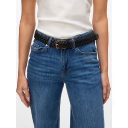V&eacute;ro Moda VERO MODA Damen Flechtg&uuml;rtel "VMALICE LEATHER BELT NOOS"schwarz detail:silber, Gr. 85, unifarben, Rindsleder, G&uuml;rtel