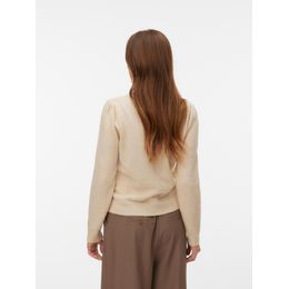 V&eacute;ro Moda VERO MODA Damen Wollpullover "VMFIORELLA EMB LS O-NECK SHORT PULL BOO", beige, Gr. S, bestickt, unifarben, Strick, Obermaterial: 79% Polyester, 13%