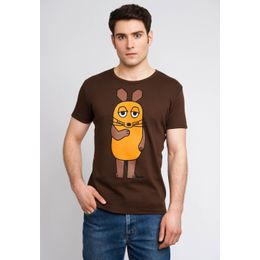 logoshirt Herren T-Shirt "Die Sendung mit der Maus", braun, Gr. M, bedruckt, 100% Baumwolle, Shirts, mit lizenziertem Originaldesign
