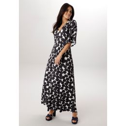 Damen Maxikleid, blau, Gr. 42, Aniston SELECTED, bedruckt, gemustert, Single Jersey, Obermaterial: 95% Viskose, 5% Elasthan, Kleider, mit weiten,