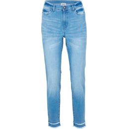 bonprix Damen 7/8-Jeans, blau, Gr. 48, unifarben, Denim/Jeans, Obermaterial: 76% Baumwolle, 16% Polyester, 7% Viskose, 1% Elasthan, Jeans,