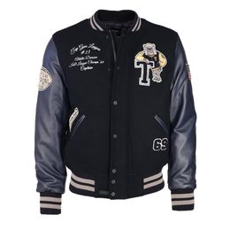 Top Gun Herren Bomberjacke "TG20202014", blau, Gr. M, Obermaterial: 50% Wolle, 50% Polyester. &Auml;rmel: 100% PU, Polyurethan. Strick: 100% Polyester .