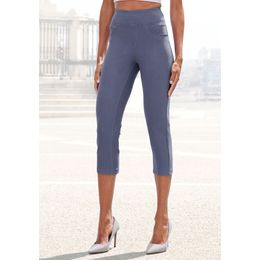 H.I.S. H.I.S Damen Caprihose, Gr. 32, blau, Obermaterial: 70% Baumwolle, 25% Polyester, 5% Elasthan, unifarben, Basic, Hosen, im Schlupfhosen Style