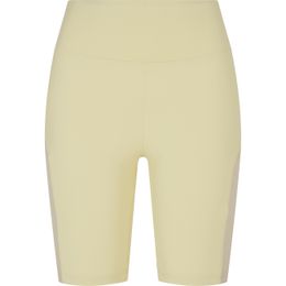 Urban Classics Damen Radlerhose "Urban Classics Damen Ladies Color Block Cycle Shorts"softgelb, softseagrass, Gr. L, 80% Polyimid, 20% Elasthan, Hosen
