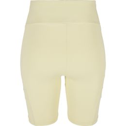 Urban Classics Damen Stoffhose "Urban Classics Damen Ladies High Waist Tech Mesh Cycle Shorts", beige, Gr. S, unifarben, 80% Polyimid, 20% Elasthan,