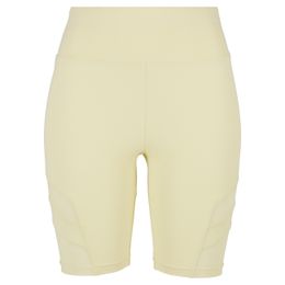 Urban Classics Damen Stoffhose "Urban Classics Damen Ladies High Waist Tech Mesh Cycle Shorts", beige, Gr. M, unifarben, 80% Polyimid, 20% Elasthan,