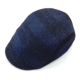 Chaplino Herren Flat Cap, blau, Gr. 59, kariert, 80% Wolle, 20% Polyester, Caps, mit praktischen Ohrenklappen