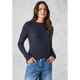 Cecil Damen Strickpullover, blau, Gr. XXL, unifarben, Web, 37% Baumwolle, 34% Polyacryl, 26% Polyester, 3% Elasthan, Pullover, mit Rundhalsausschnitt