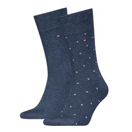 Tommy Hilfiger Jungen Socken "TH MEN SOCK 2P DOT", Gr. 43, blau, Baumwollmischung, Socken, mit klassischer Markenpr&auml;gung