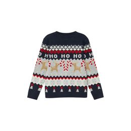 s.Oliver JUNIOR Jungen Weihnachtspulloverdunkelblau, grau, Gr. 104, Strick, Obermaterial: 52% Viskose, 28% Polyester, 20% Polyamid, Pullover, mit