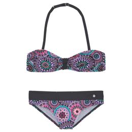 s.Oliver M&auml;dchen Bandeau-Bikini, bunt, Gr. 122, bedruckt, Polyamid, Bikini-Sets, mit coolem Print
