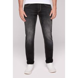 CAMP DAVID Herren Regular-fit-Jeans, schwarz, Gr. 29, Abriebeffekte, Sweatware, Material: 68% Baumwolle, 16% Polyester, 14% Lyocell, 2% Elasthan,