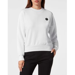 Plein Sport Damen Sweatshirt "Glitter", wei&szlig;, Gr. S, Obermaterial: 88% Baumwolle, 12% Polyester, Sweatshirts