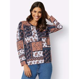 Classic Basics Damen Langarmshirt "Langarm-Shirt", bunt, Gr. 48, bedruckt, gemustert, mehrfarbig, 100% Baumwolle, Shirts