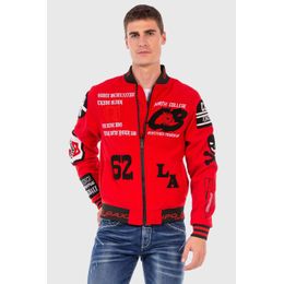 Cipo & Baxx CIPO & BAXX Herren Outdoorjacke "Jacke", rot, Gr. M, unifarben, Stoff, 74% Polyester, 23% Viskose, 3% Elasthan, Jacken, mit coolen Stickereien