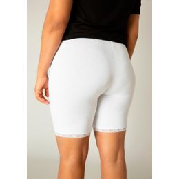 Damen Radlerhose "Ava", wei&szlig;, Basic, Gr. 58, Base Level Curvy, unifarben, Jersey, Obermaterial: 94% Viskose, 6% Elasthan, Hosen, mit Spitzenkante