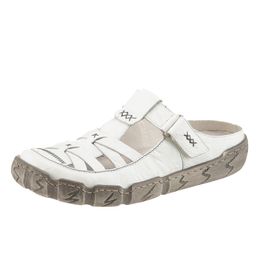 Rieker Damen Clog, Gr. 39, wei&szlig;, Leder, Lederimitat, Schuhe, Sabot, Sommerschuh, Schlappen, Hausschuh mit Ziern&auml;hten