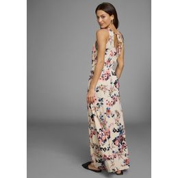 Laura Scott Damen Sommerkleid, beige, Gr. 44, gebl&uuml;mt, Single Jersey, Obermaterial: 95% Viskose, 5% Elasthan, Kleider, bodennah geschnitten, aus