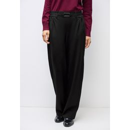 Street One Damen Stoffhose, schwarz, Gr. 46, unifarben, Stoff, 61% Viskose, 32% Polyamid, 7% Elasthan, Hosen, High Waist
