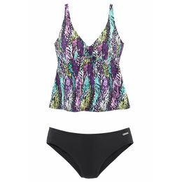Lascana Damen B&uuml;gel-Tankini, bunt, Gr. 38, Polyamid, Bikini-Sets, mit Alloverdruck