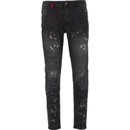 2Y Premium Herren Bequeme Jeans "2Y Premium 2Y SANTI BIKER SLIM FIT JEANS", schwarz, Gr. 30, unifarben, 98% Baumwolle, 2% Elasthan, Jeans