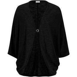 bonprix Damen Strickjacke, schwarz, Gr. 40, unifarben, Feinstrick, Obermaterial: 100% Baumwolle, Strickjacken, Oversize-Passform, 3/4-&Auml;rmel,