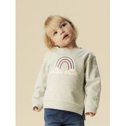 name it M&auml;dchen Sweatshirt "NMFBISSINE LS NREG SWE UNB BOX PB", grau, Gr. 116, bedruckt, meliert, Sweatware, Obermaterial: 100% Baumwolle, Sweatshirts