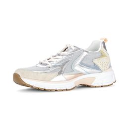 Gabor Damen Keilsneaker "FLORENZ", Gr. 38wei&szlig;, pastell, Leder, Textil, Schuhe, Freizeitschuh, Halbschuh, Schn&uuml;rer in Bequemweite G (= weit)