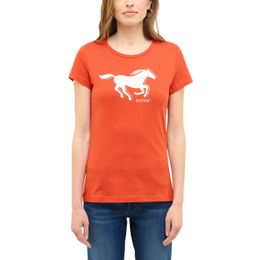 Mustang Damen Kurzarmshirt "Damen Style Loa", rot, Gr. S, Jersey, 100% Baumwolle, Shirts
