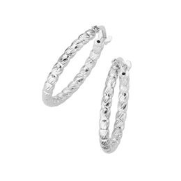 Smart Jewel Damen Paar Creolen "mit diamantierter Oberfl&auml;che, Silber 925", 2cm, Silber 925 (Sterlingsilber), silber, Silber 925 (Sterlingsilber),