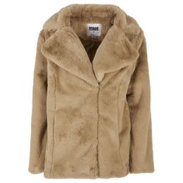 Urban Classics Damen Winterjacke "Urban Classics Damen Ladies Lapel Teddy Jacket", beige, Gr. S, unifarben, 100% Polyester, Jacken
