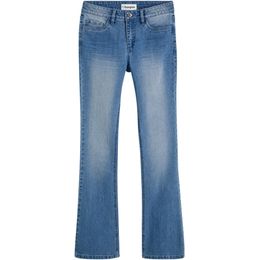 bonprix Damen Schlagjeans "Flared Jeans Mid Waist, Stretch", blau, Gr. 44, Obermaterial: 82% Baumwolle, 17% Polyester, 1% Elasthan, Jeans,