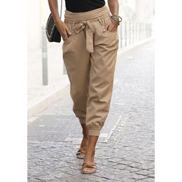 Buffalo Damen Strandhose "aus sommerlichem Leinen-Mix", grau, Gr. 38, unifarben, Web, Obermaterial: 85% Baumwolle, 15% Leinen. B&uuml;ndchen: 95%