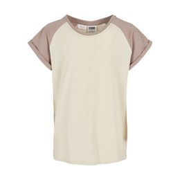 T-Shirt Urban Classics "Urban Classics Damen Girls Contrast Raglan Tee", M&auml;dchen, Gr. 122/128, sandwei&szlig;, duskrose, 100% Baumwolle, mehrfarbig, loose fit, Rundhals, Shirts T-Shirt