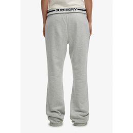 Superdry Damen Sweathose "ESSENTIAL LOGO LR FLARE JOGGER", grau, Gr. M, meliert, Jersey, Obermaterial: 60% Baumwolle, 40% Polyester, Hosen, Slim Fit,