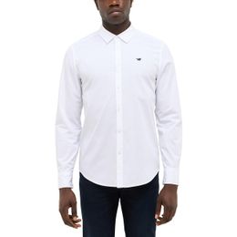 Mustang Herren Langarmhemd "Herren Style Canton", wei&szlig;, Gr. XXL, unifarben, Popeline, 100% Baumwolle, Hemden