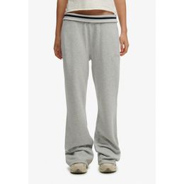Superdry Damen Sweathose "ESSENTIAL LOGO LR FLARE JOGGER", grau, Gr. S, meliert, Jersey, Obermaterial: 60% Baumwolle, 40% Polyester, Hosen, Slim Fit,