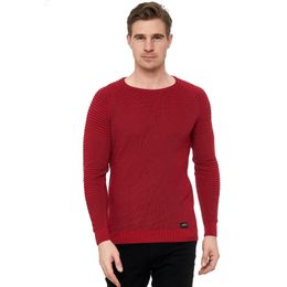 Rusty Neal Herren Strickpullover, rot, Gr. S, unifarben, 50% Polyacryl, 50% Baumwolle, Pullover, mit modernem Rundhalsausschnitt