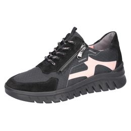 Waldl&auml;ufer WALDL&Auml;UFER Damen Keilsneaker "H-BIGGI", Gr. 4, schwarz, Textil, Veloursleder, Schuhe, Schn&uuml;rer, Halbschuh, Freizeitschuh mit Kontrastnaht, Weite H