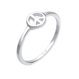 Elli Damen Fingerring "Peace Frieden Symbol 925 Sterling Silber", 52mm, ohne Stein, Silber 925 (Sterlingsilber), 1,5mm, silber, Silber 925