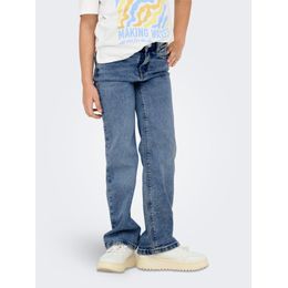 KIDS Only M&auml;dchen 5-Pocket-Jeans "KOGJUICY WIDE LEG DEST DN", blau, Gr. 146, Abriebeffekte, Denim/Jeans, Obermaterial: 98% Baumwolle, 2% Elasthan,