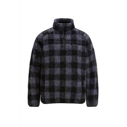Kapuzenpullover Brandit "Brandit Herren Teddyfleece Troyer", Damen, Gr. 4XL, schwarz, grau, 100% Polyester, unifarben, normal, amerikanischer Ausschnitt, Pullover Kapuzenpullover