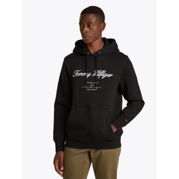 Tommy Hilfiger Herren Hoodie "SCRIPT LOGO HOODY", schwarz, Gr. M, Sweatware, Obermaterial: 63% Baumwolle, 37% Polyester, Sweatshirts, mit